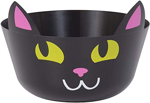 2 Piece Halloween Black Pink and White Adorable Cat Candy Treat Party Bowl