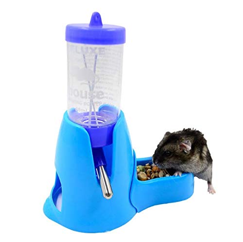 lnndong-Blue Suit Hamster Kettle, Water Dispenser with Bracket, Waterproof Drop Ball, Mini Bowl, Hamster nest, Vertical Dwarf Hamster Food cage Small Toy (one Set) Small Size