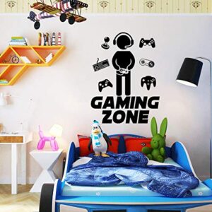 Gamer Wall Decals, Gaming Zone Wall Stickers, Video Game Boy with Controller Removable Vinyl Art Design Joystick Murals Quotes Decor for Net Bar Home Boys Room Playroom Bedroom Reusable DIY Decoration