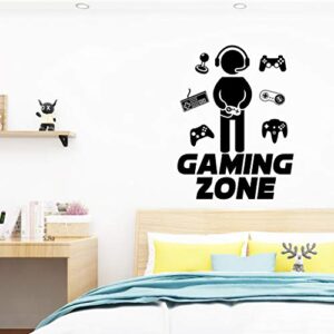 Gamer Wall Decals, Gaming Zone Wall Stickers, Video Game Boy with Controller Removable Vinyl Art Design Joystick Murals Quotes Decor for Net Bar Home Boys Room Playroom Bedroom Reusable DIY Decoration