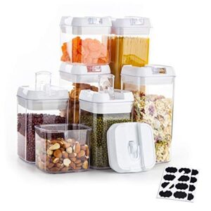 KEICO Airtight Food Storage Containers with Lids Easy Lock Lids Clear Storage Containers for Cereals, Dried Nuts Fruits, Long Term Food Storage, Clear Plastic Food Box, Pantry Containers 7 Pieces