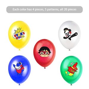 20 Balloons for Ryan's World Party Supplies Balloon Birthday Decorations Set for Chirdren