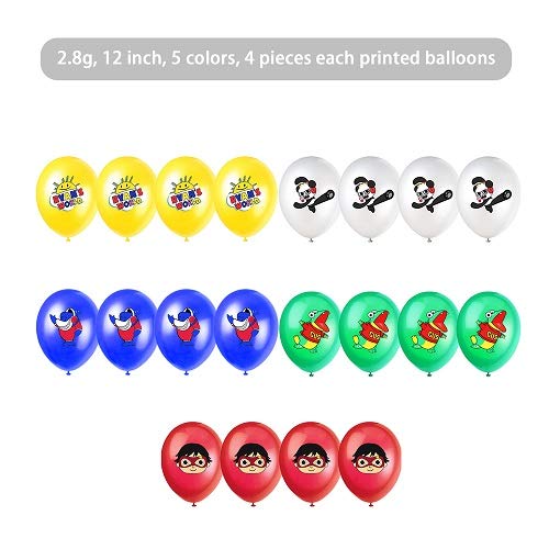 20 Balloons for Ryan's World Party Supplies Balloon Birthday Decorations Set for Chirdren