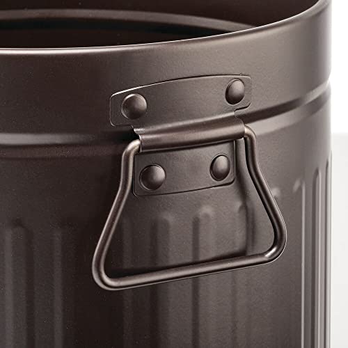 mDesign Steel Metal 2 Gallon/7 Liter Trash Can Wastebasket, Garbage Bin with Handles for Bathroom, Kitchen, Bedroom, Office - Holds Trash, Waste, Garbage, Recycling - Bronze