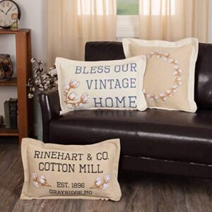 VHC Brands Ashmont Throw Pillow Cotton Farmhouse Decorative Accent for Couch 14x23