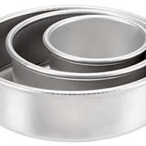 AmazonCommercial Aluminum Round Cake Pans, 3-Piece Set, Includes Pan Sizes in 8, 6, and 4 Inches