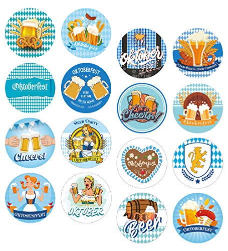 Oktoberfest Buttons Pins Bavarian Badges - Beer Festivities  Event Party Favors Supplies Decorations 48Ct