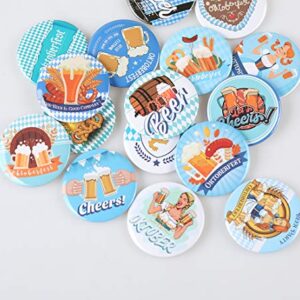 Oktoberfest Buttons Pins Bavarian Badges - Beer Festivities  Event Party Favors Supplies Decorations 48Ct