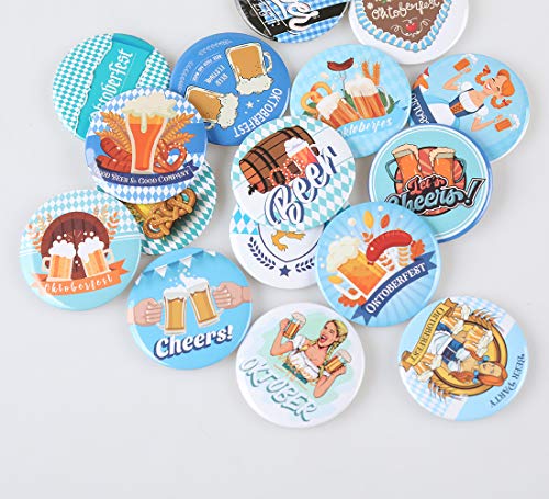 Oktoberfest Buttons Pins Bavarian Badges - Beer Festivities  Event Party Favors Supplies Decorations 48Ct