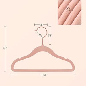 SONGMICS Kids Hangers Velvet 50 Pack, Children’s Hangers for Closet with Rose Gold Hooks, Premium Velvet Hangers for Nursery, Non-Slip Hangers, Light Pink UCRF027P01