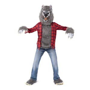 Spooktacular Creations Red Werewolf Halloween Kids Costume with Mask, Gloves and Shoes for Halloween Dress Up Parties, Festivals-S(5-7yr)