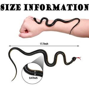 15 Pieces 17.7 Inch Rubber Snakes Realistic Plastic Snake Fake Snake Props for Garden Props to Keep Birds Away, Pranks, Halloween Decoration