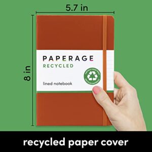 PAPERAGE Recycled Lined Journal Notebook, (Rust Orange Terracotta), 160 Pages, Medium 5.7 inches x 8 inches - 100 gsm Thick Paper, Hardcover