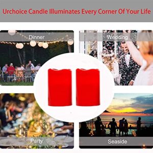 Urchoice Red Flameless Candles Battery Operated Pillar Real Wax Realistic Flickering Electric LED Candle(Dia 4" X H 6") Set of 2, with 10-Key Remote and Cycling 24 Hours Timer