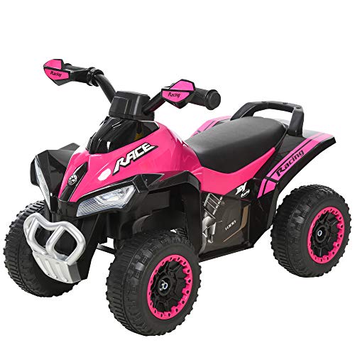 Aosom NO Power Kids Ride On Push Car, Ride Racer, Foot-to-Floor Sliding Car, Walking ATV Toy with Music, Lights, for 1.5-3 Years Old, Pink