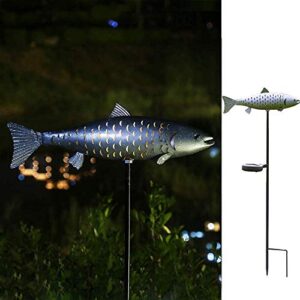 KAIXOXIN Solar Garden Lights Metal Fish Decorative Stake for Outdoor Patio Yard Decorations,Warm White LED Solar Path Lights