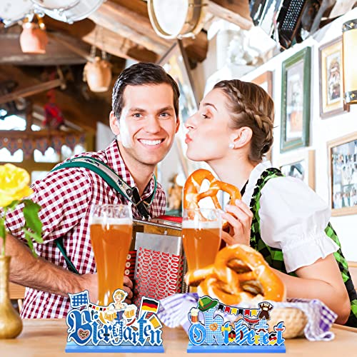 3 Oktoberfest Party Decorations Oktoberfest Table Centerpieces Bavarian Costume Wooden Beer Sign Lederhosen German Festival for Octoberfest Party Dinner Bar Tier Tray