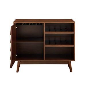 Walker Edison Mid-Century Modern Wood Kitchen Buffet Sideboard with Bottle Storage-Entryway Serving Wine Storage Doors-Dining Room Console, 36 Inch, Walnut