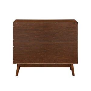 Walker Edison Mid-Century Modern Wood Kitchen Buffet Sideboard with Bottle Storage-Entryway Serving Wine Storage Doors-Dining Room Console, 36 Inch, Walnut