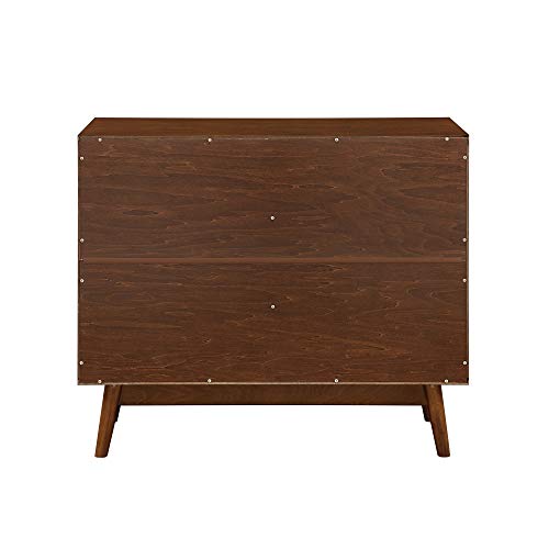 Walker Edison Mid-Century Modern Wood Kitchen Buffet Sideboard with Bottle Storage-Entryway Serving Wine Storage Doors-Dining Room Console, 36 Inch, Walnut