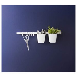 ikea sunnersta kitchen space saver, rail with 5 hooks and 2 containers, white