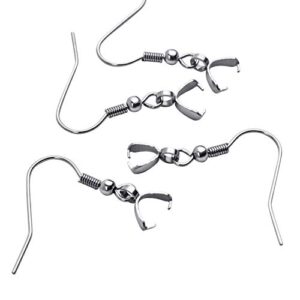 Hypoallergenic Earring Hooks,50pcs Stainless Steel French Earring Hooks Wire Ear Ball Hooks with Pendant Clasp for Jewelry Earring Making Crafts DIY,Silver