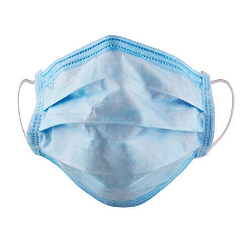 50pcs Disposable Face Masks by HUUMAN, 3-Ply Non-Sterile Procedural Masks, Dust Resistant Filter, Breathable, Adjustable Nose Bridge, Pack of 50 Comfortable Face Masks USA Assembled