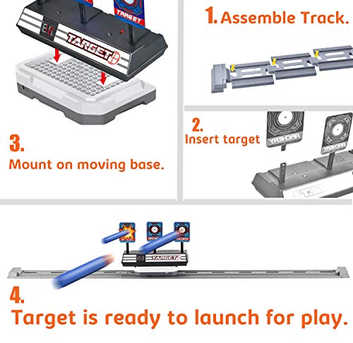 Gasince Running Shooting Target for Nerf Guns Compatible with Nerf N-Strike Elite, Mega & Rival, Electronic Scoring Auto Reset Digital Targets, Ideal Gift Toy for Kids Boys & Girls