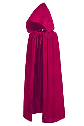 Aricy Kids Hooded Cloak Cape Christmas Halloween Role Play Cosplay Costume, Velvet Burdundy, M/ages 5-7