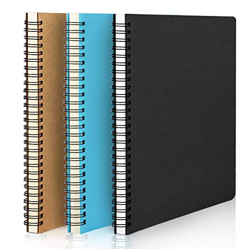 EUSOAR Hardcover College Ruled Spiral Notebooks, A5 3Packs 5.5"x8.3" 120 Pages Lined Travel Writing Subject Notebooks Journal, Memo Notepad Sketchbook, School Office Business Diary Spiral Book Journal