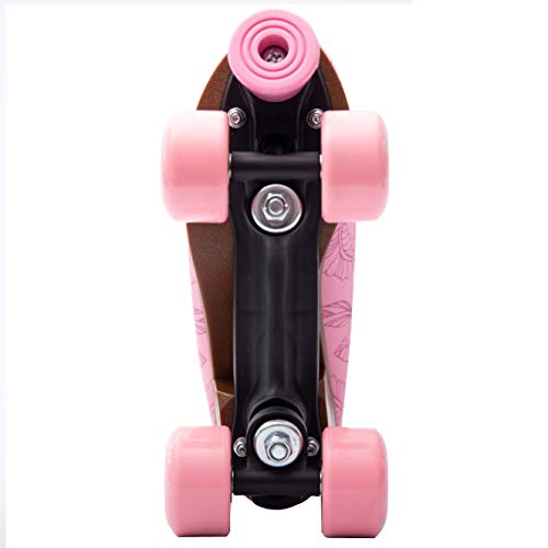 StMax Quad Roller Skates for Girls and Women-Size 2.5 Kids to 8.5 Women -Outdoor, Indoor and Rink Skating- Classic High Cuff with Adjustable Lace System (Pink, 8 Women)