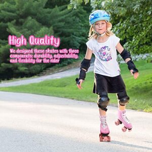 StMax Quad Roller Skates for Girls and Women-Size 2.5 Kids to 8.5 Women -Outdoor, Indoor and Rink Skating- Classic High Cuff with Adjustable Lace System (Pink, 8 Women)