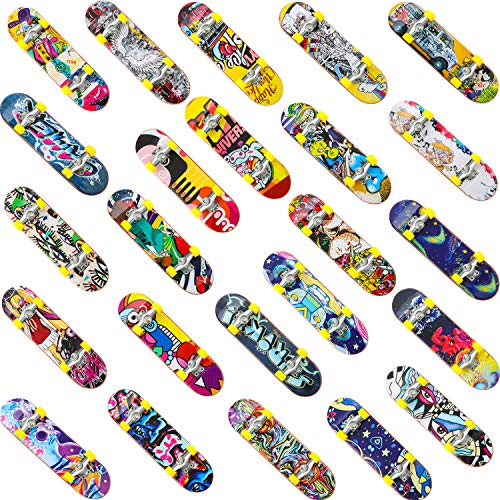 25 Pieces Fingerboards Set Mini Finger Skateboard Fingertip Movement Party Favors Finger Skate Include Replacement Wheels and Tools