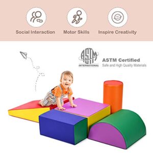 GLACER Crawl and Climb Foam Play Set, 5 Piece Lightweight Colorful Fun Activity Play Set for Climbing, Crawling and Sliding, Safe Foam Playset for Toddlers, Preschoolers, Baby and Kids (Multicolor)