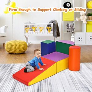 GLACER Crawl and Climb Foam Play Set, 5 Piece Lightweight Colorful Fun Activity Play Set for Climbing, Crawling and Sliding, Safe Foam Playset for Toddlers, Preschoolers, Baby and Kids (Multicolor)