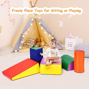 GLACER Crawl and Climb Foam Play Set, 5 Piece Lightweight Colorful Fun Activity Play Set for Climbing, Crawling and Sliding, Safe Foam Playset for Toddlers, Preschoolers, Baby and Kids (Multicolor)