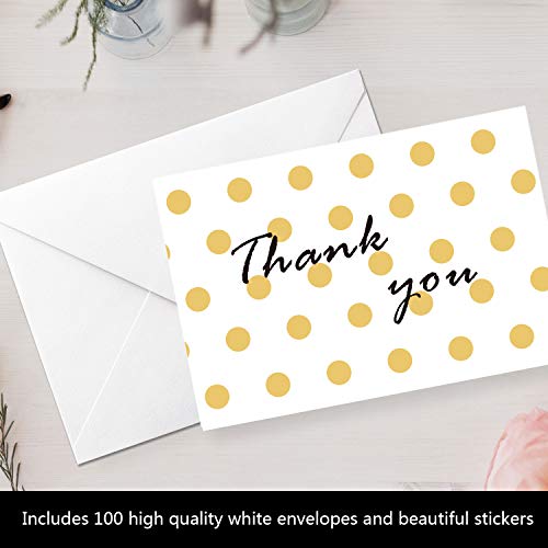 Hotcinfin 100 Thank You Cards Boxed Set,100 Assorted Simple Blank Greeting Note Cards Bulk with Envelopes and Stickers - Graduation, Business, Bridal/Baby Shower, Wedding, Funeral- 4X6