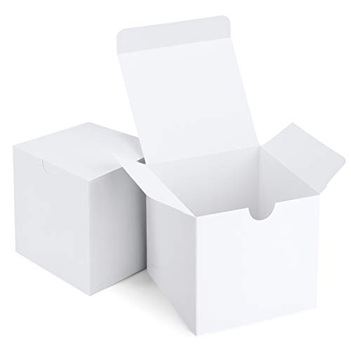 Eupako Gift Boxes 4x4x4 50 Pack White Kraft Paper Box with Lids Party Favor Boxes for Bridesmaids Proposal, Crafting, Cupcake, Wedding, Christmas