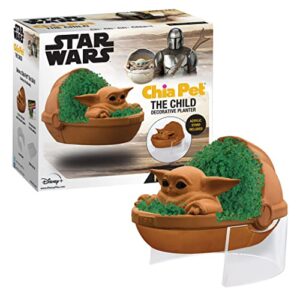 amazon exclusive star wars the child chia pet floating edition with stand, “aka baby yoda” with seed packet, decorative pottery planter, easy to do and fun to grow