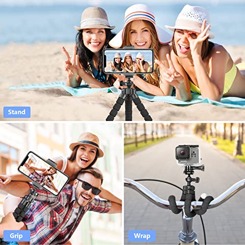 Torjim Phone Tripod, Mini Cell Phone Tripod with Wireless Remote Control & Phone Holder, 360°Rotation Flexible Travel Tripod for Smartphone, DSLR Camera