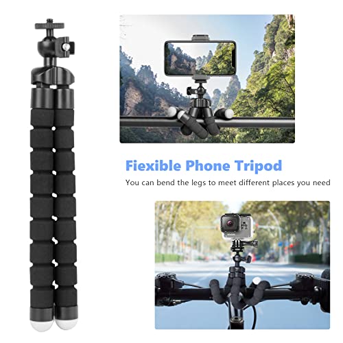 Torjim Phone Tripod, Mini Cell Phone Tripod with Wireless Remote Control & Phone Holder, 360°Rotation Flexible Travel Tripod for Smartphone, DSLR Camera