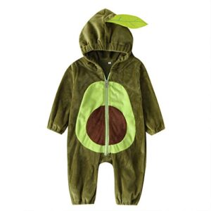 bebeshopdelageyhu infant toddler baby halloween costumes cute hoodie romper jumpsuit warm costume clothes (3-6 months,avocado hooded jumpsuit)