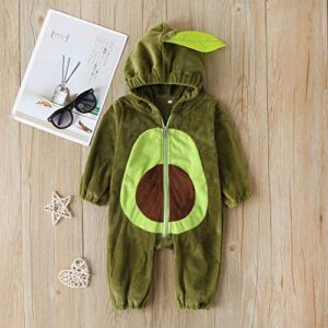 bebeshopdelageyhu Infant Toddler Baby Halloween Costumes Cute Hoodie Romper Jumpsuit Warm Costume Clothes (3-6 Months,Avocado Hooded Jumpsuit)