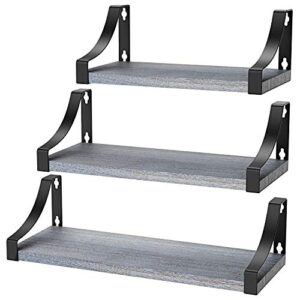 storagegear bathroom floating shelves wall mounted set of 3 - modern stylish design perfect as bookshelves, kitchen shelves, bedroom decor shelves stfs03