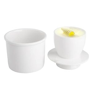 Bekith 2 Pack Porcelain Butter Keeper Crock, French Ceramic Butter Dish with Lid, White Butter Container for Soft Butter