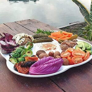 2 Ecology Reusable Non Disposable White Veggie Tray for Partys. 13 in, Unbreakable Melamine Not Plastic. Appetizer Sectioned Platter. Vegetables and Fruits. Chip and Dip Serving. Entertaining.