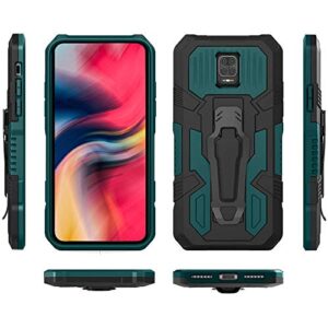 vvoo for Xiaomi Redmi Note 9s/9 Pro Case,with [2 Pack] Tempered Glass Screen Protector Military Grade Hybrid Heavy Duty Protection Built-in Fold Kickstand for Xiaomi Redmi Note 9s/ 9 Pro Case -Green