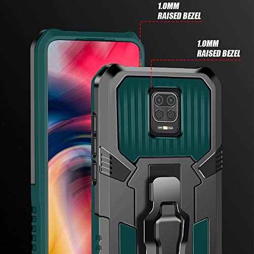 vvoo for Xiaomi Redmi Note 9s/9 Pro Case,with [2 Pack] Tempered Glass Screen Protector Military Grade Hybrid Heavy Duty Protection Built-in Fold Kickstand for Xiaomi Redmi Note 9s/ 9 Pro Case -Green