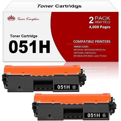 Toner Kingdom Compatible Toner Cartridge Replacement for Canon 051H 051 High Capacity for Canon ImageCLASS MF267dw LBP162dw MF264dw MF267dw Printer (Black, 2-Pack)