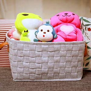 MultiLux Foldable Storage Basket Drawers Nature Handmade Rectangular Felt Fabric Storage Box Containers Felt with Handles for Home Bedroom Towels Clothes Cloest Organizer Large Size Grey